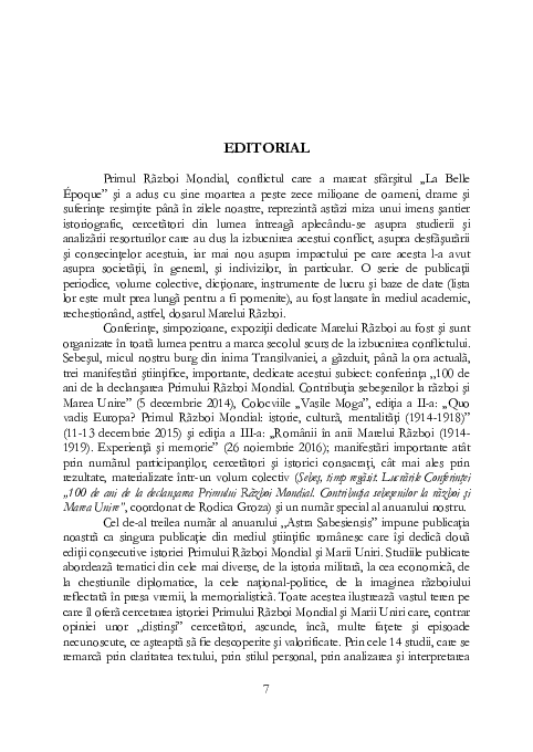 (PDF) Mihai-Octavian GROZA, Editorial