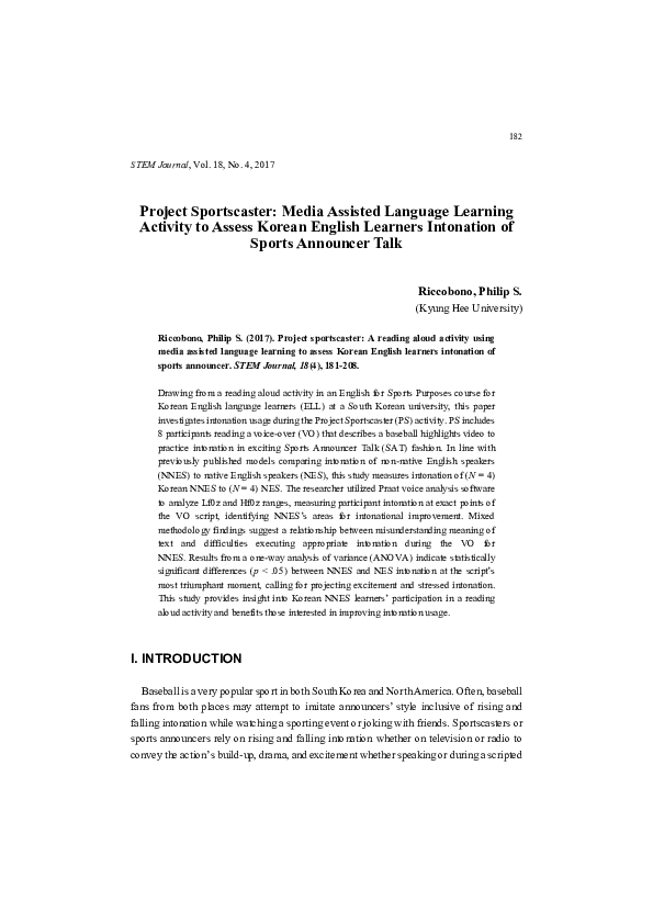 (PDF) Project Sportscaster: Media Assisted Language Learning Activity ...