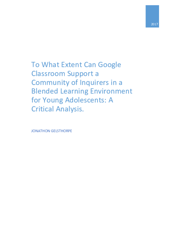 (DOC) Critical Analysis - Google Classroom in a Blended Learning ...