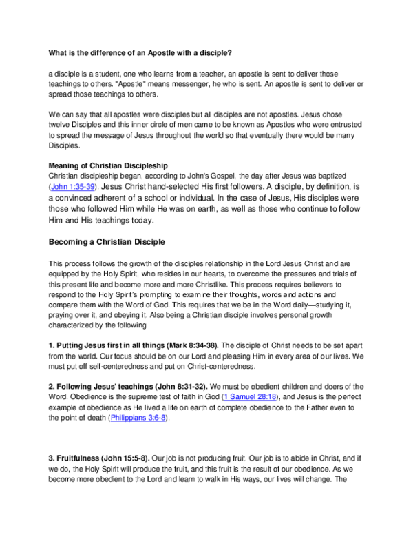 (DOC) What is the difference of an Apostle with a disciple? Becoming a ...