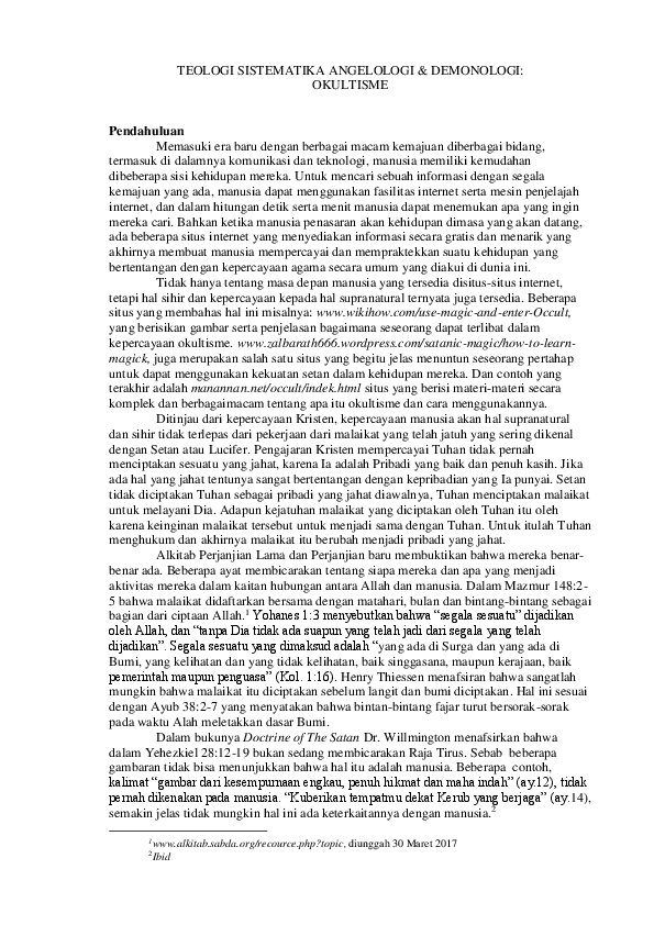 (DOC) TEOLOGI SISTEMATIKA ANGELOLOGI