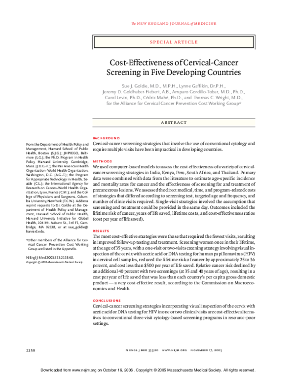 (PDF) Cost-Effectiveness of Cervical-Cancer Screening in Five ...