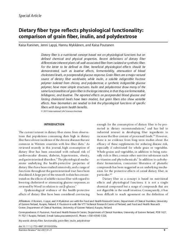 (PDF) Dietary fiber type reflects physiological functionality ...