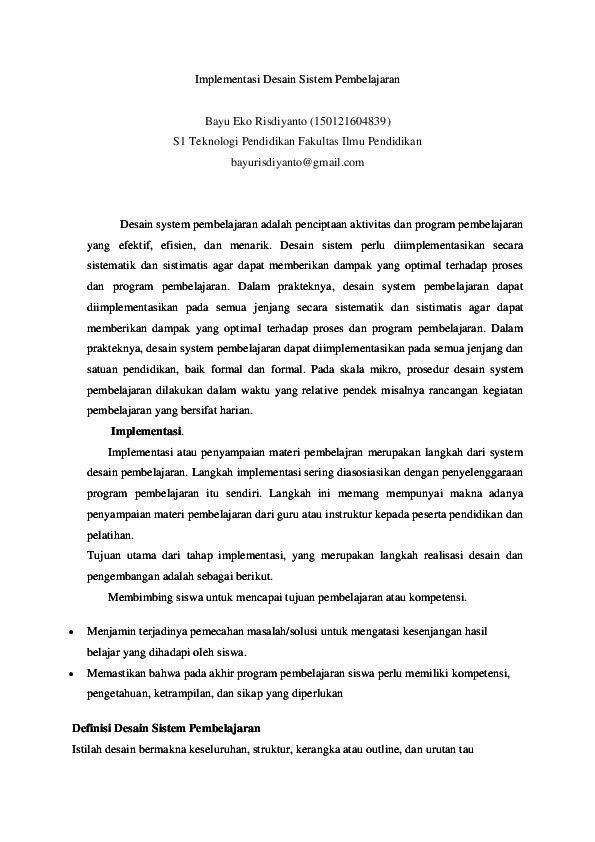 (PDF) Implementasi Desain Sistem Pembelajaran