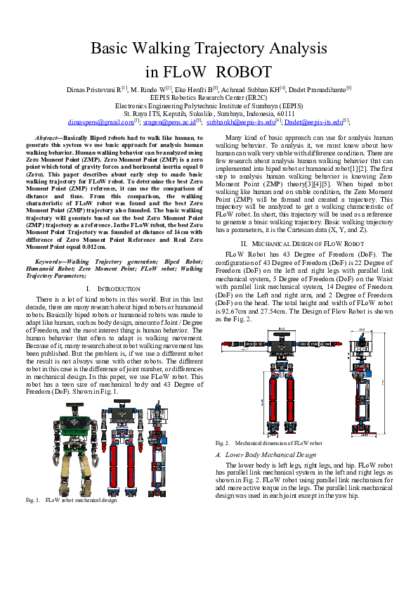 Pdf Basic Walking Trajectory Analysis In Flow Robot