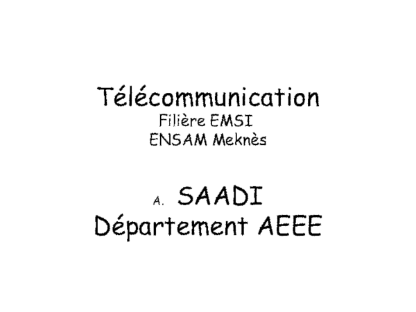 (PDF) Télécommunication Filière EMSI ENSAM Meknès