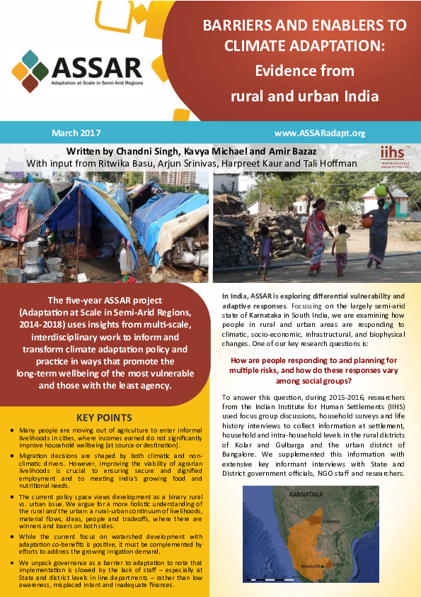 Pdf Barriers And Enablers To Climate Adaptation Evidence From Rural And Urban India
