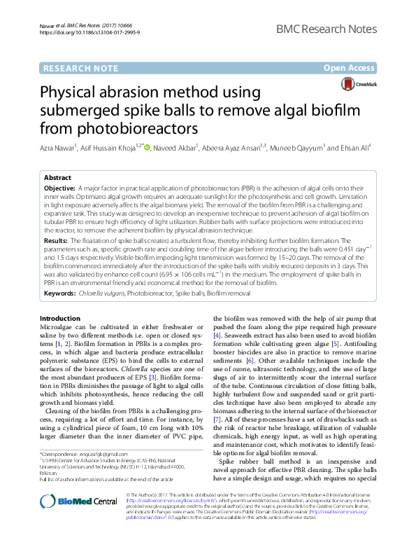 (PDF) Physical abrasion method using submerged spike balls to remove ...