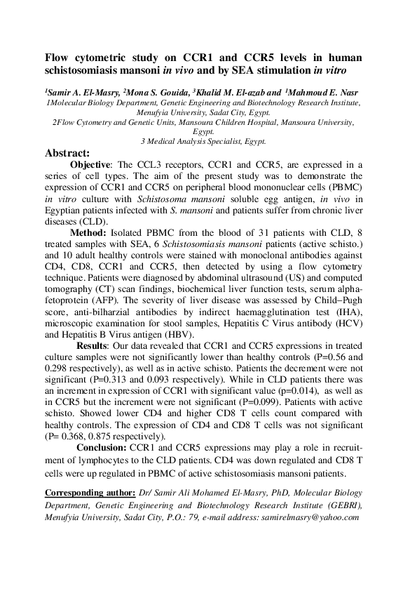 (PDF) Flow cytometric study on CCR1 and CCR5 levels in human ...