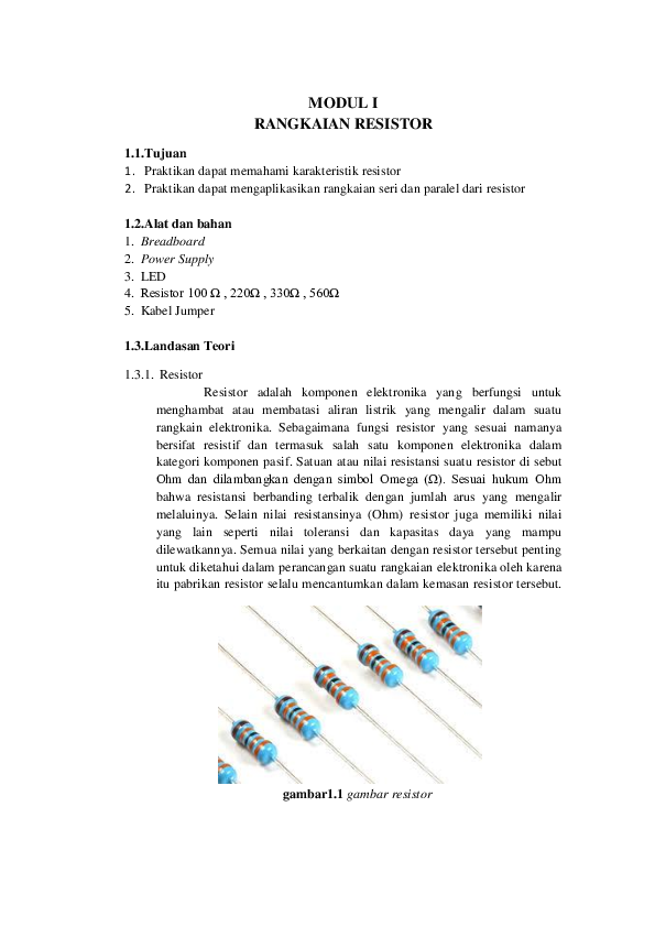 (DOC) MODUL I RANGKAIAN RESISTOR