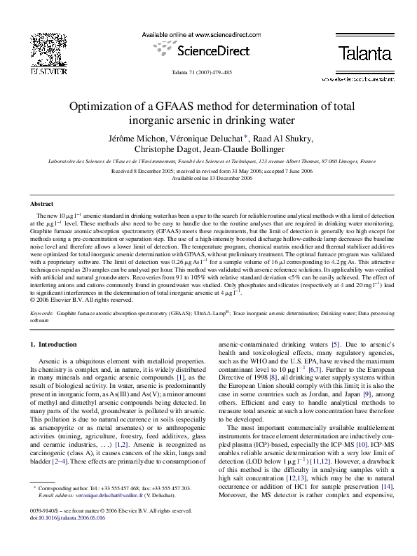 (PDF) Optimization of a GFAAS method for determination of total ...