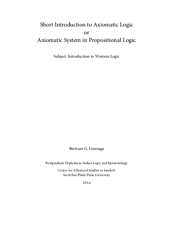 (PDF) Short Introduction to Axiomatic Logic or Axiomatic System in ...