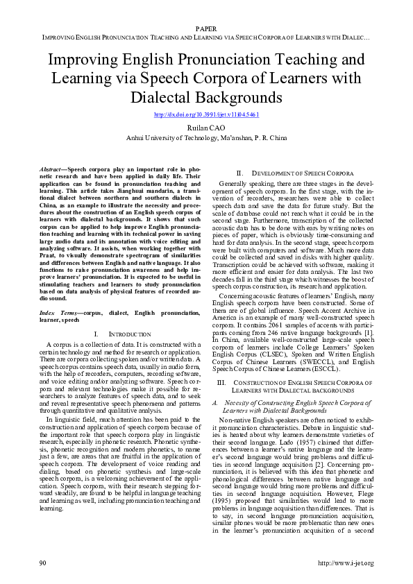 (PDF) PAPER IMPROVING ENGLISH PRONUNCIATION TEACHING AND LEARNING VIA ...