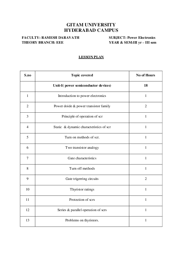 (DOC) Power Electronics Lesson Plan