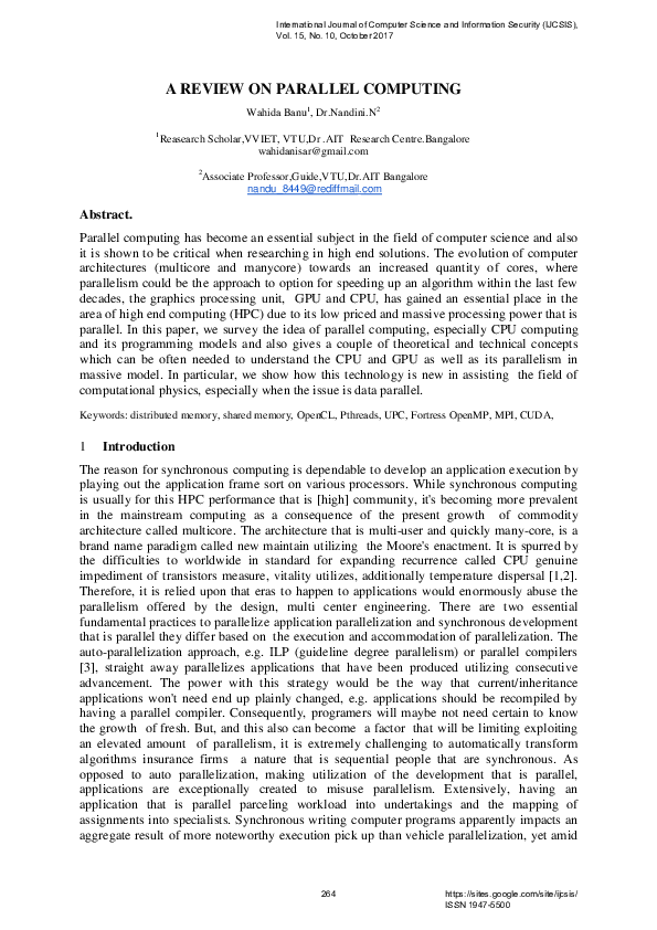 (PDF) A REVIEW ON PARALLEL COMPUTING