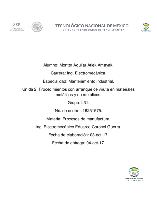 (DOC) Introducción a los procesos de manufactura