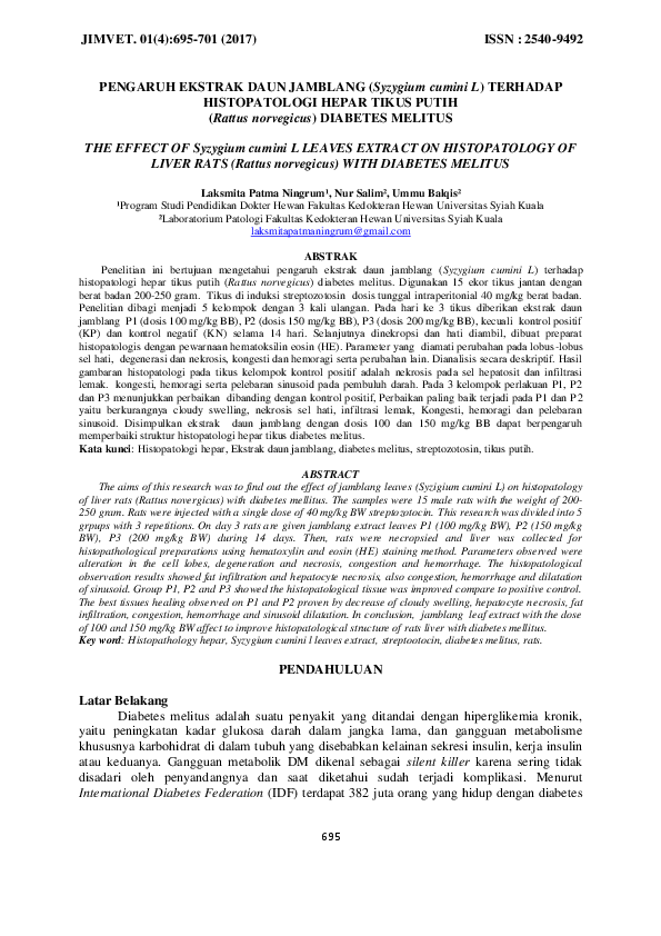 (PDF) PENGARUH EKSTRAK DAUN JAMBLANG (Syzygium cumini L) TERHADAP ...