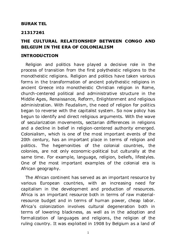 (PDF) THE CULTURAL RELATIONSHIP BETWEEN CONGO AND BELGIUM IN ERA OF ...