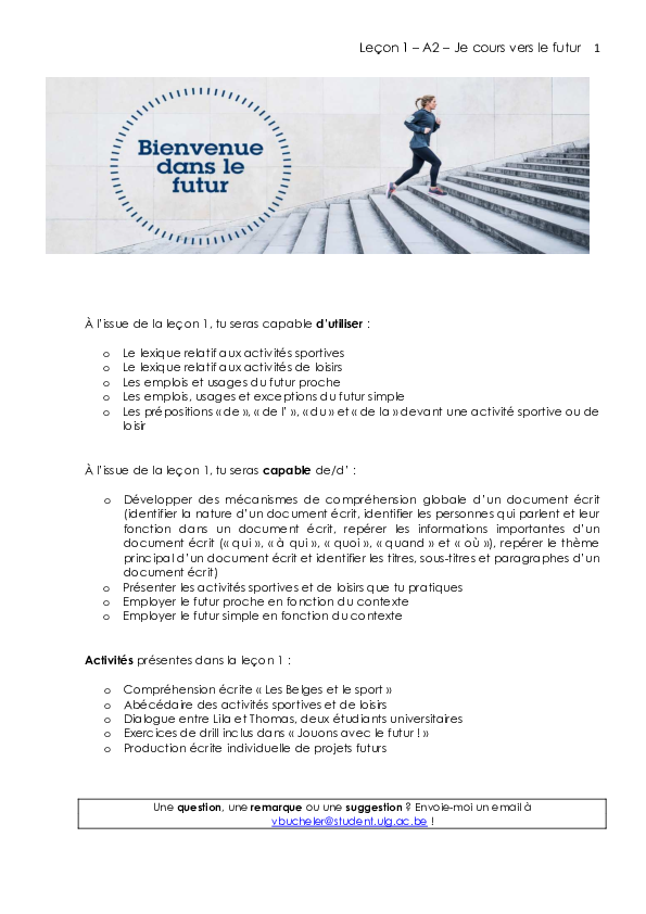 (PDF) Leçon 1 – A2 – Je cours vers le futur
