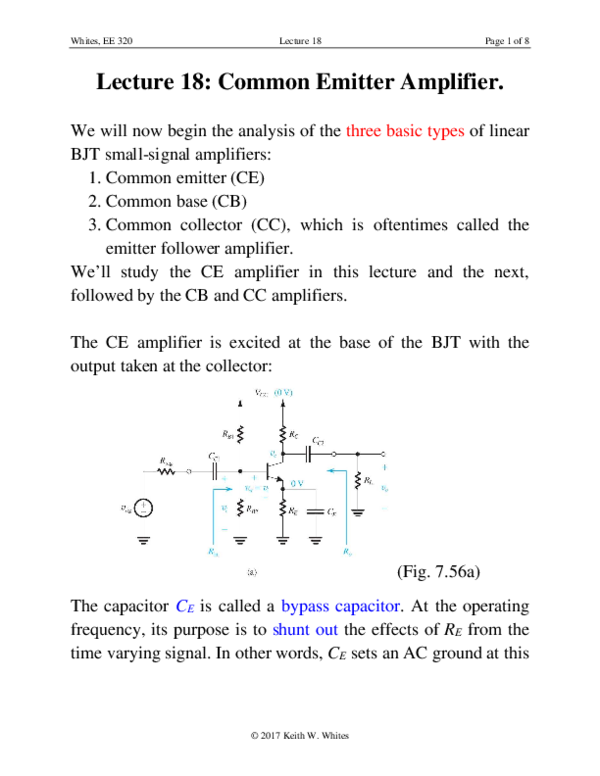 Pdf Lecture 18 Common Emitter Amplifier