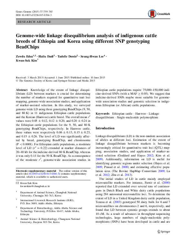 (PDF) Genome-wide linkage disequilibrium analysis of indigenous cattle breeds of Ethiopia and ...