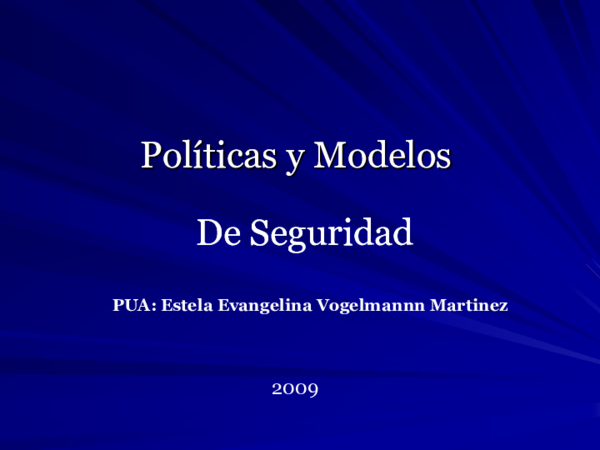 (PDF) Políticas y Modelos De Seguridad
