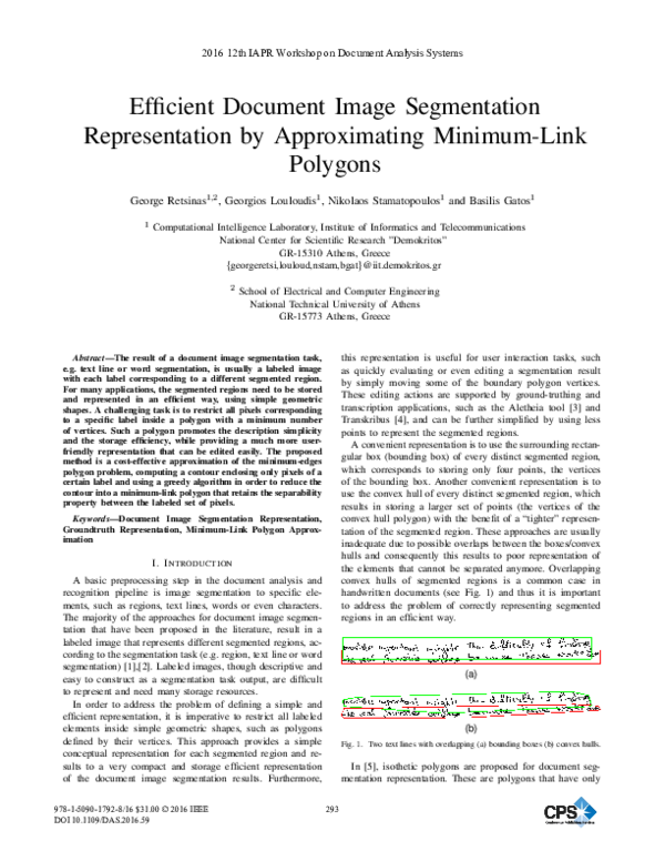 (PDF) Efficient Document Image Segmentation Representation by Approximating Minimum-Link ...