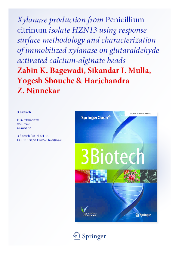(PDF) Xylanase production from Penicillium citrinum isolate HZN13 using response surface ...