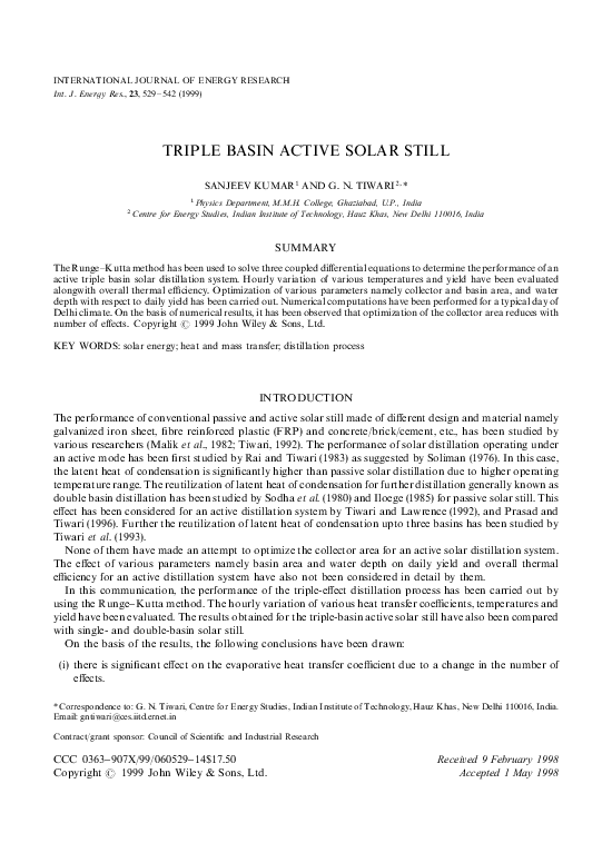 (PDF) Triple basin active solar still