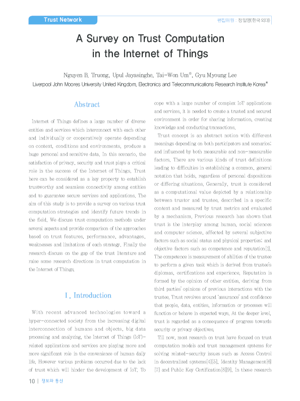 Pdf A Survey On Trust Computation In The Internet Of Things