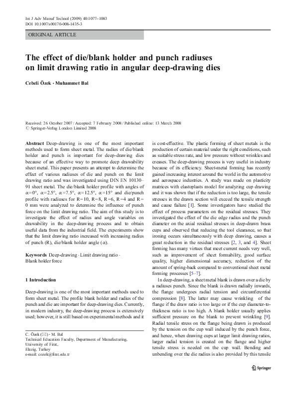 (PDF) The effect of die/blank holder and punch radiuses on limit ...