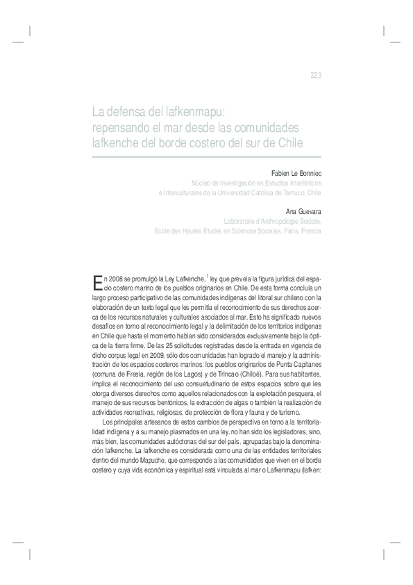 (PDF) La defensa del lafkenmapu: repensando el mar desde las ...