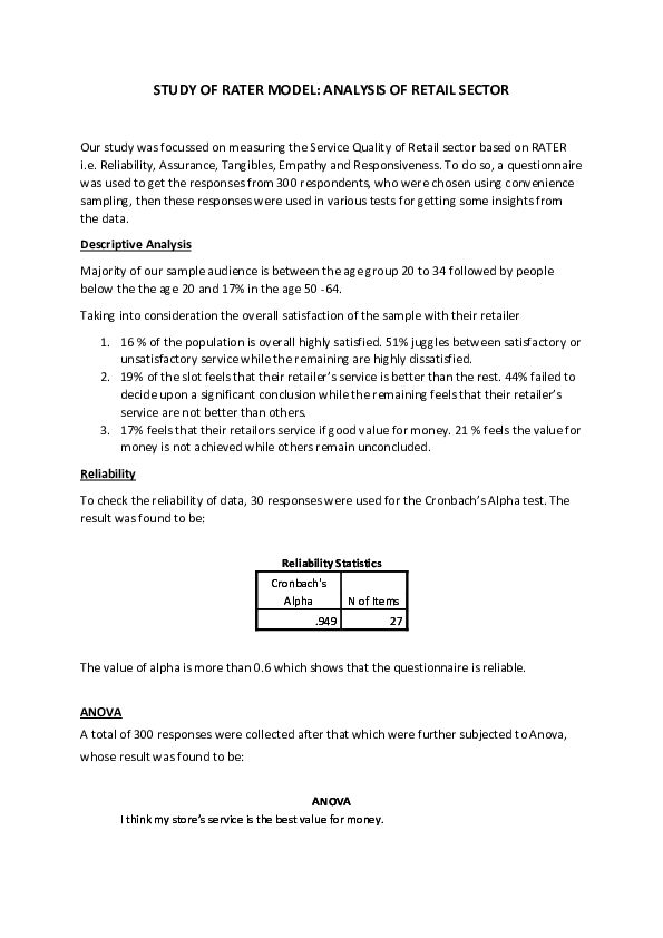 (DOC) STUDY OF RATER MODEL: ANALYSIS OF RETAIL SECTOR