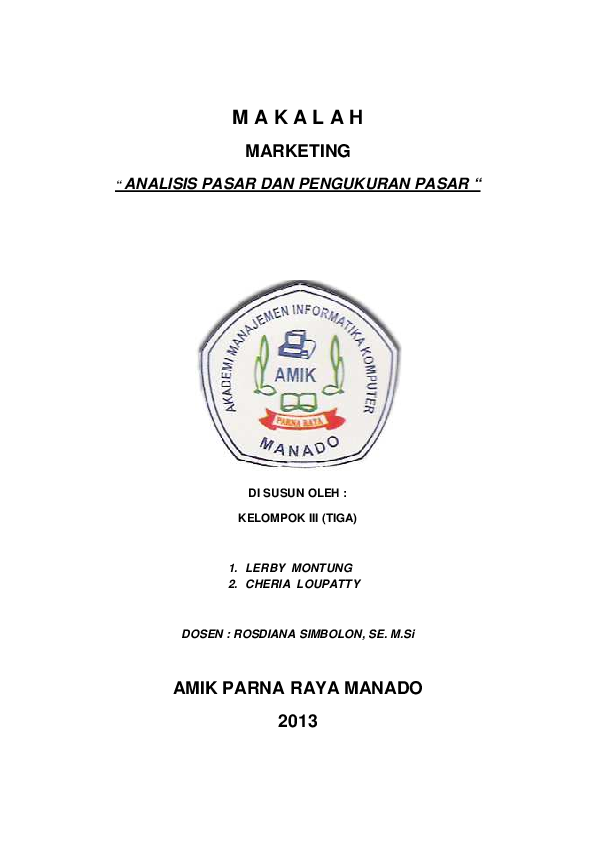 (PDF) " ANALISIS PASAR DAN PENGUKURAN PASAR " DI SUSUN OLEH : KELOMPOK ...