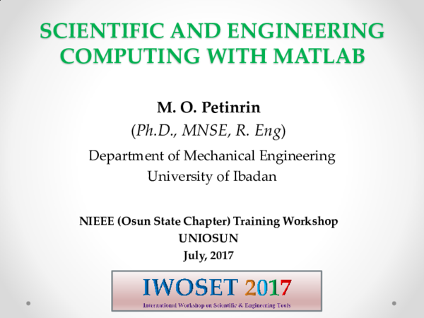 (PDF) Scientific and Engineering Computing with MATLAB