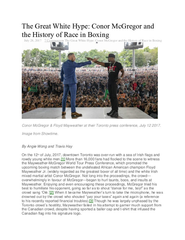(DOC) The Great White Hype: Conor McGregor and the History of Race in ...