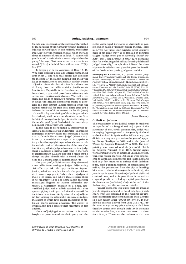 (PDF) Judge, Judging, Judgment (Medieval Judaism)