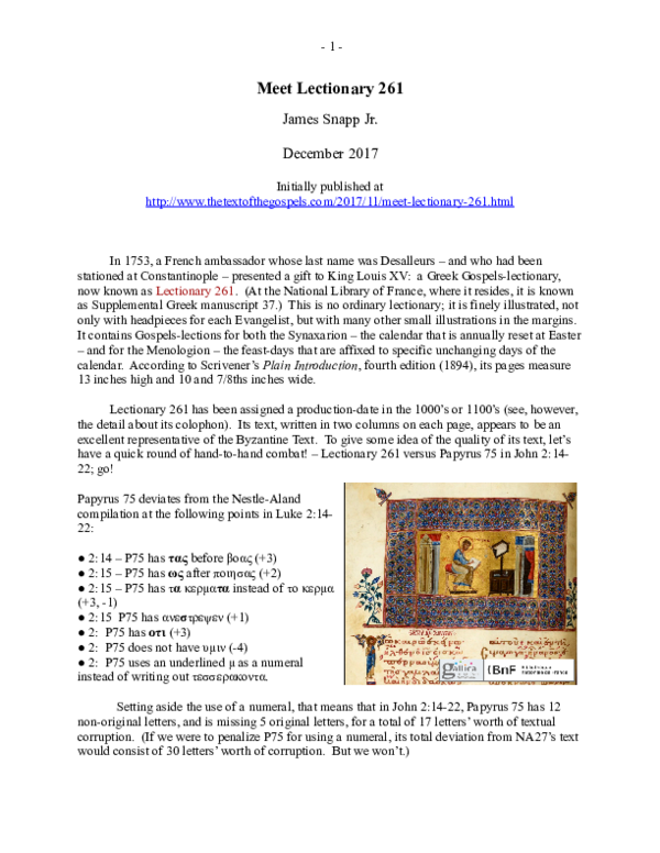 (DOC) Lectionary 261 Description.doc