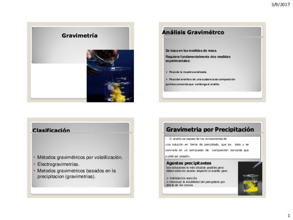(PDF) Gravimetría Análisis Gravimétrco