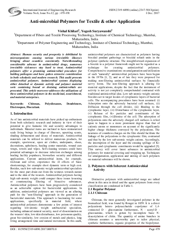 (PDF) Anti-microbial Polymers for Textile & other Application