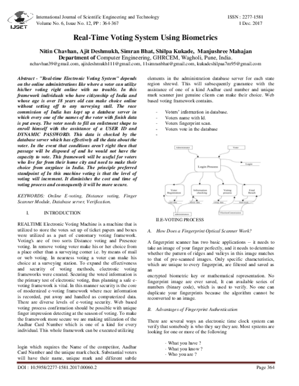 (PDF) Real-Time Voting System Using Biometrics