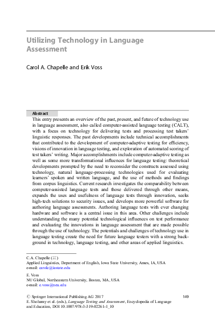 (PDF) Utilizing Technology in Language Assessment