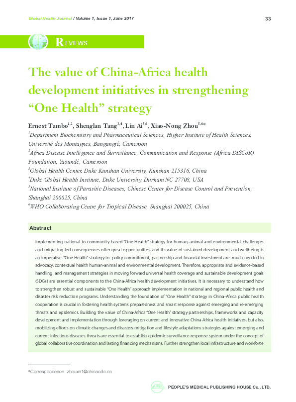 (PDF) The value of China-Africa health development initiatives in ...