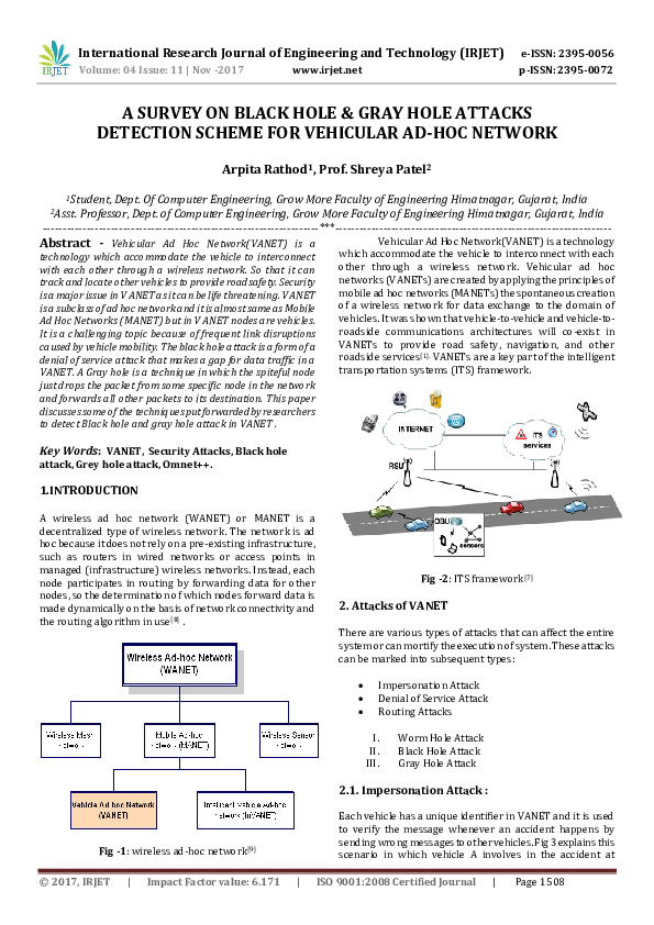 Pdf A Survey On Black Hole And Gray Hole Attacks Detection Scheme For