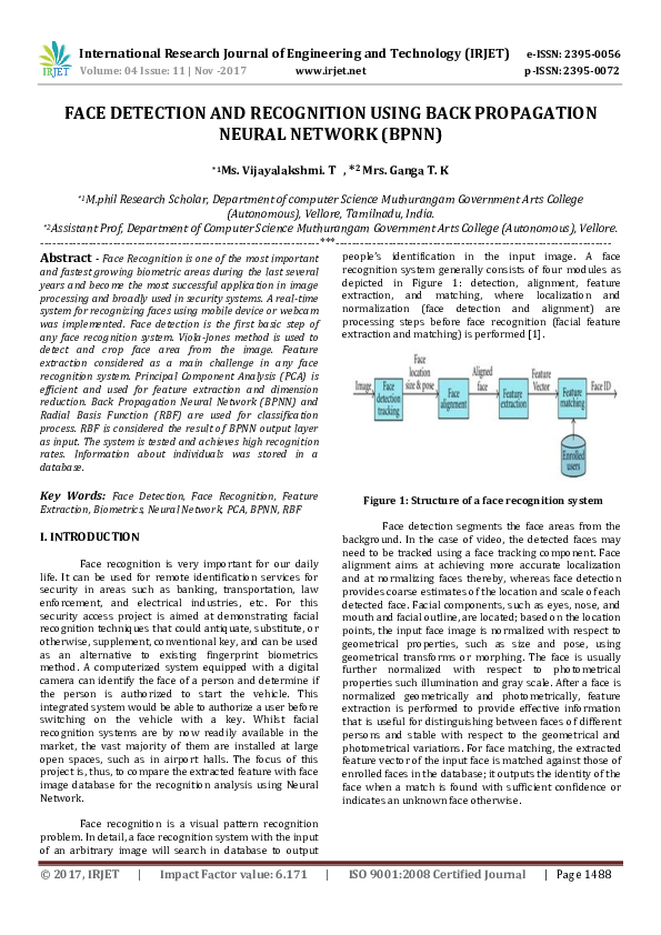 Pdf Face Detection And Recognition Using Back Propagation Neural Network Bpnn 3085