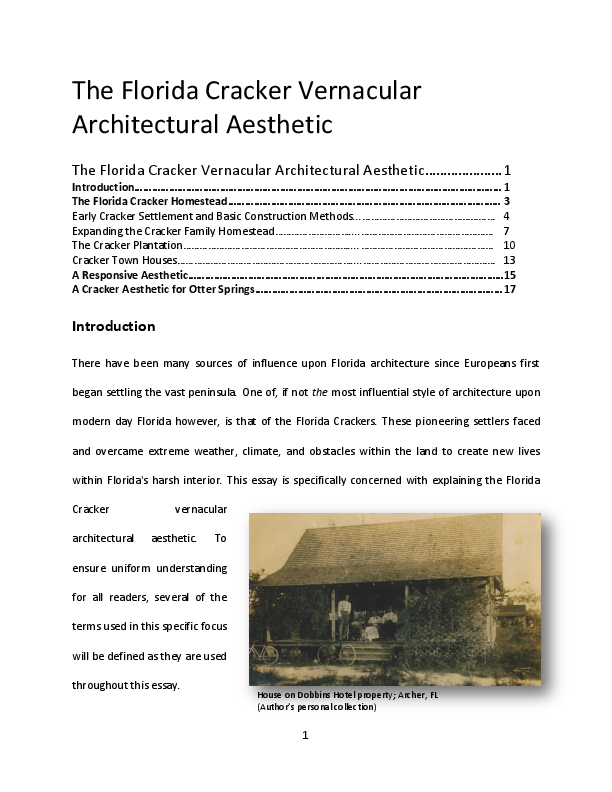 (PDF) The Florida Cracker Vernacular Architectural Aesthetic