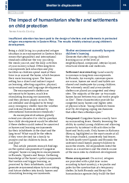 (PDF) The impact of humanitarian shelter and settlements on child ...