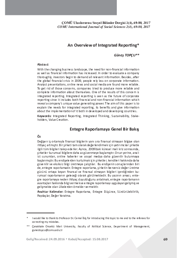 (PDF) An Overview of Integrated Reporting