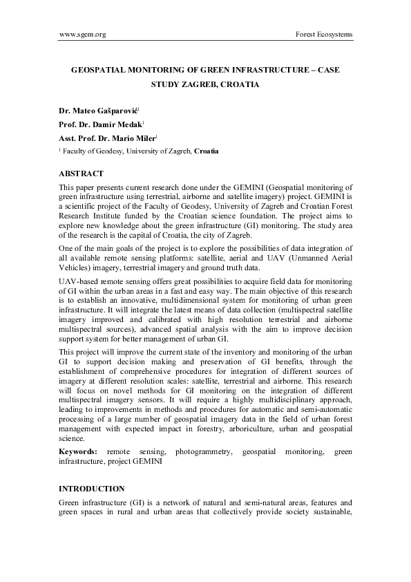 (PDF) Geospatial monitoring of green infrastructure – case study Zagreb ...