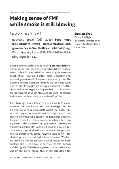(PDF) Book Review: Booysen, Susan (ed) (2015) Fees must fall: Student ...